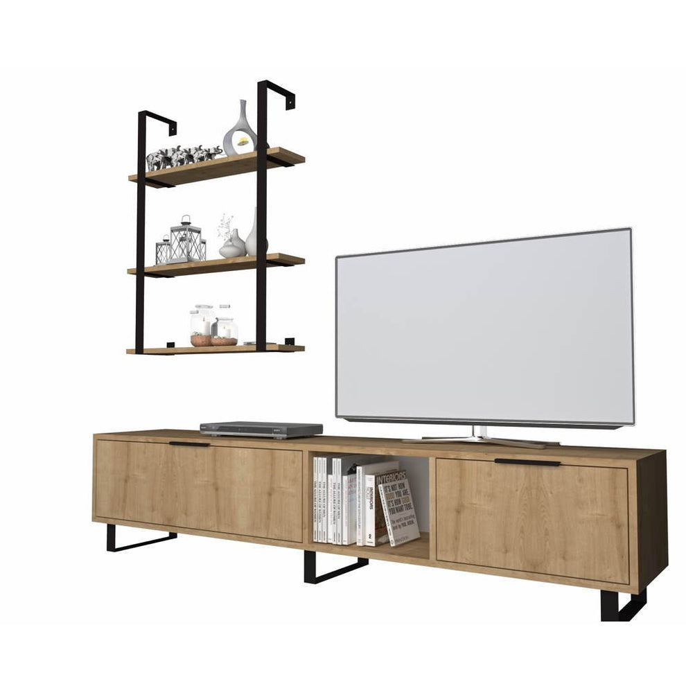 Parete attrezzata Zenon 180 cm. porta tv e libreria rovere – Edilpiazza